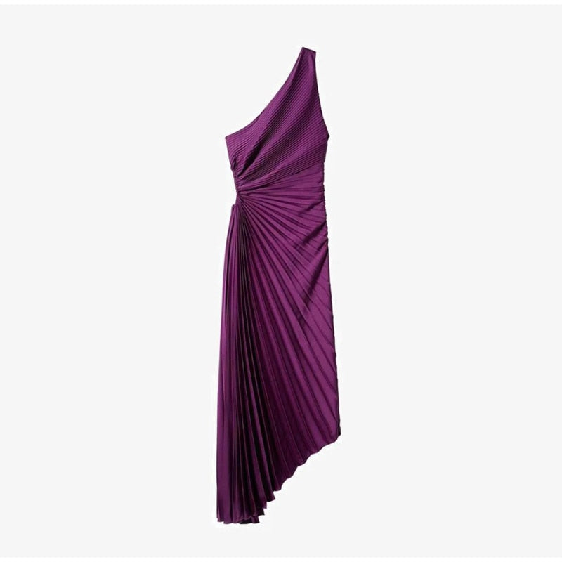Elle Pleated Diagonal Dress – TrenBee